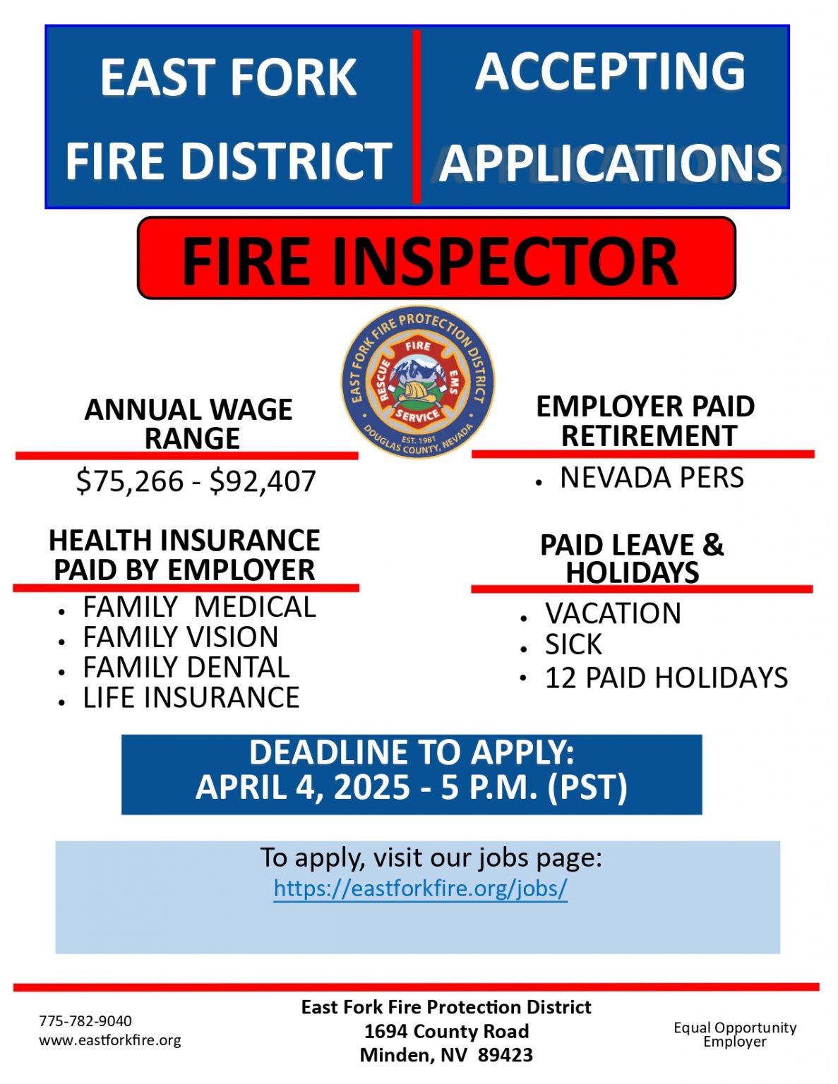 East Fork Fire Protection District – Carson Valley NV Fire Department